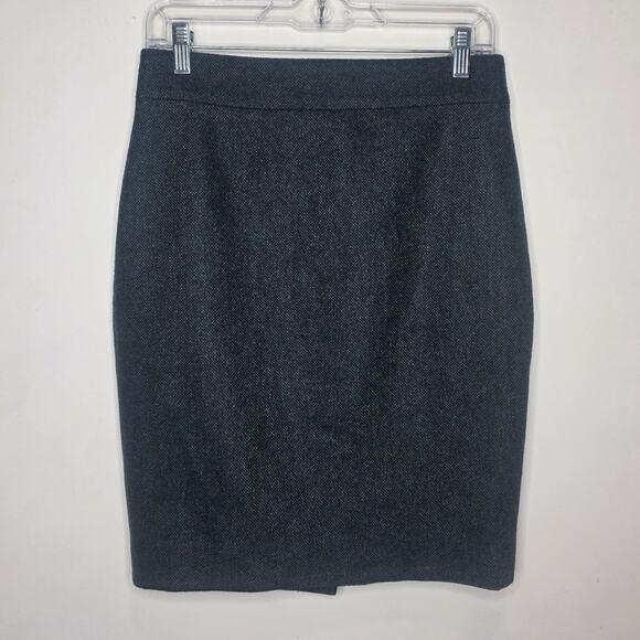 J. Crew | Skirts | J Crew No 2 Pencil Green Tweed Wool Blend Skirt 4 ...